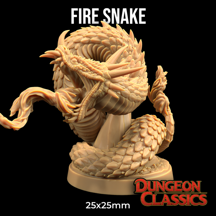 3D Printable Fire Snake | PRESUPPORTED | Dungeon Classics by Dungeon Classics